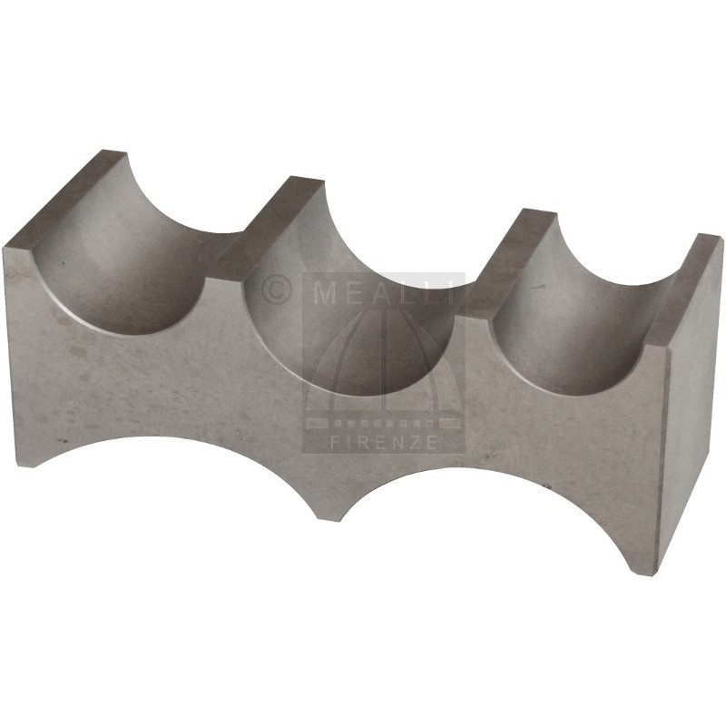 Steel bench block with 5 half round slots